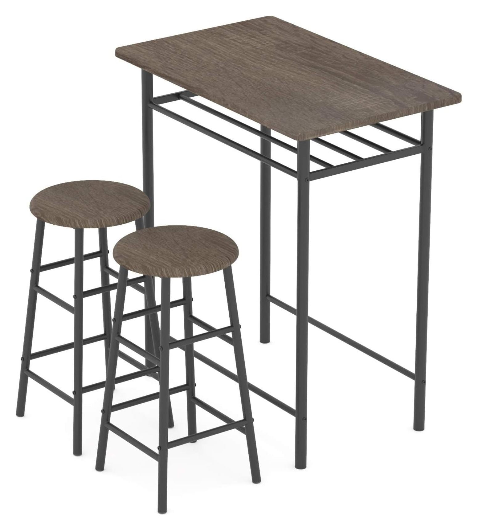 Bar Table with 2 Bar Stools, Pub Dining Height Table Set, Kitchen ...