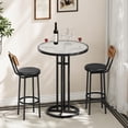 Bar Table, 23.6-Inch Round Pub Table, Frosted Glass Cocktail Table with ...