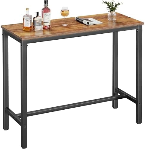 Bar Table, 39" Pub Height Table - Rectangular, Sturdy Metal Frame, Easy ...