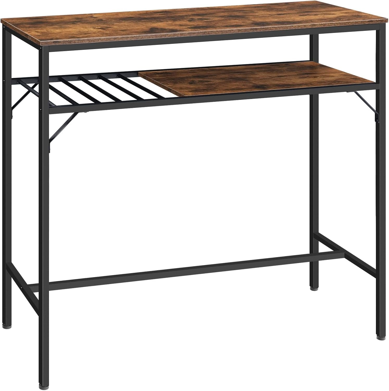 Bar Table, 47.2'' Rectangular High Pub Table, Bar Height with Storage ...