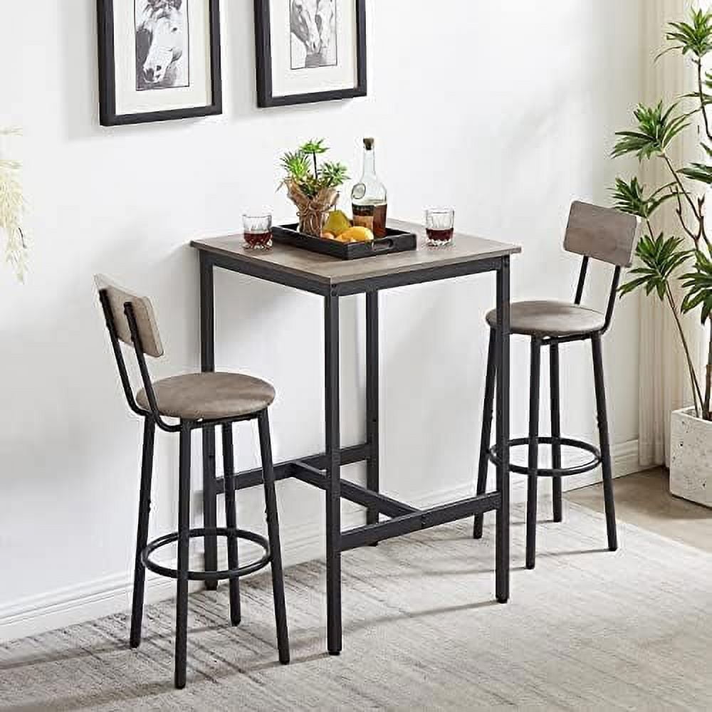 Bar Table and Chairs Set for 2, 3-Piece Small Square Pub Bistro Table ...