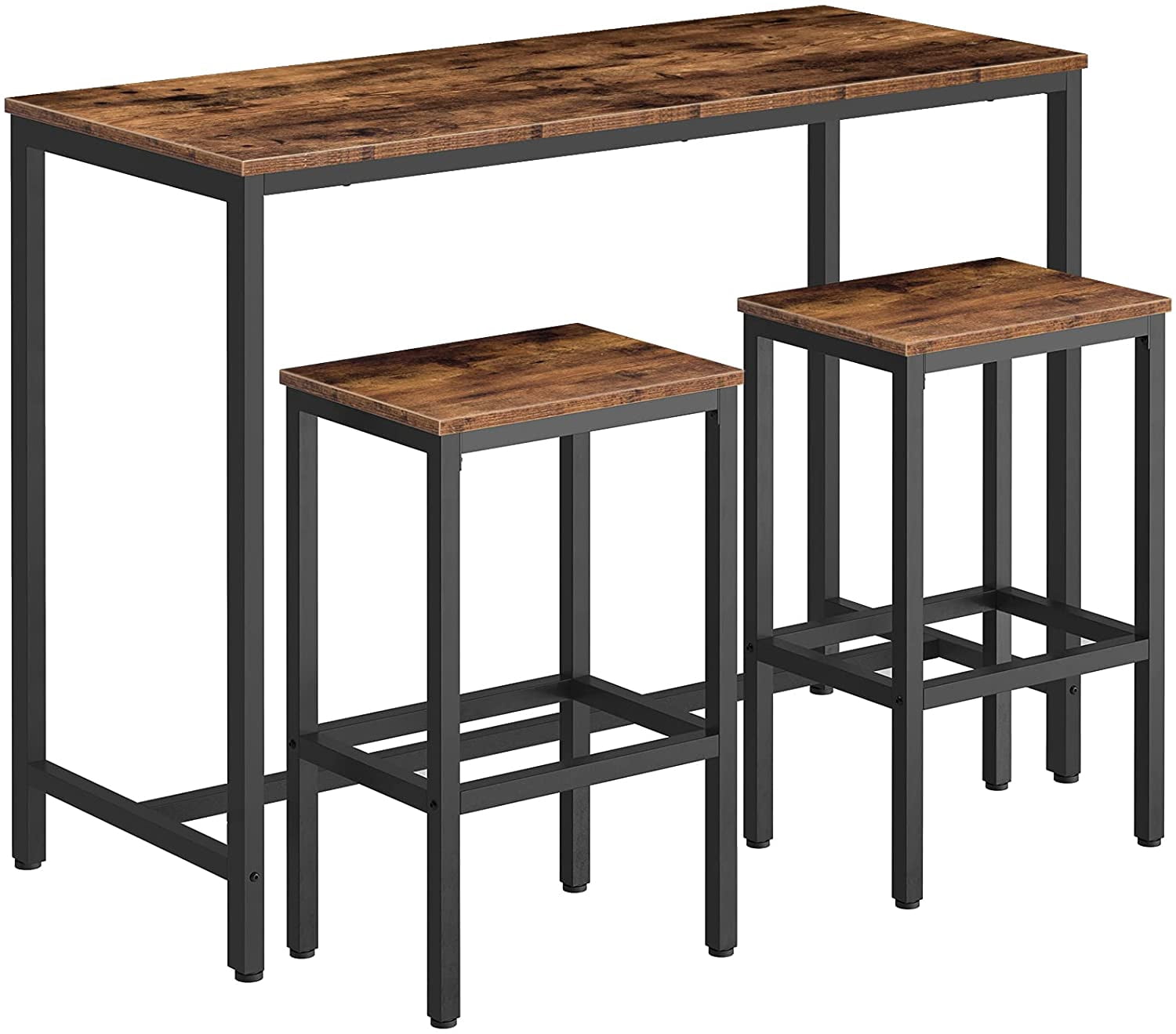 Bar Table and Chairs Set, 47.2” Rectangular Pub Table with 2 Stools for ...
