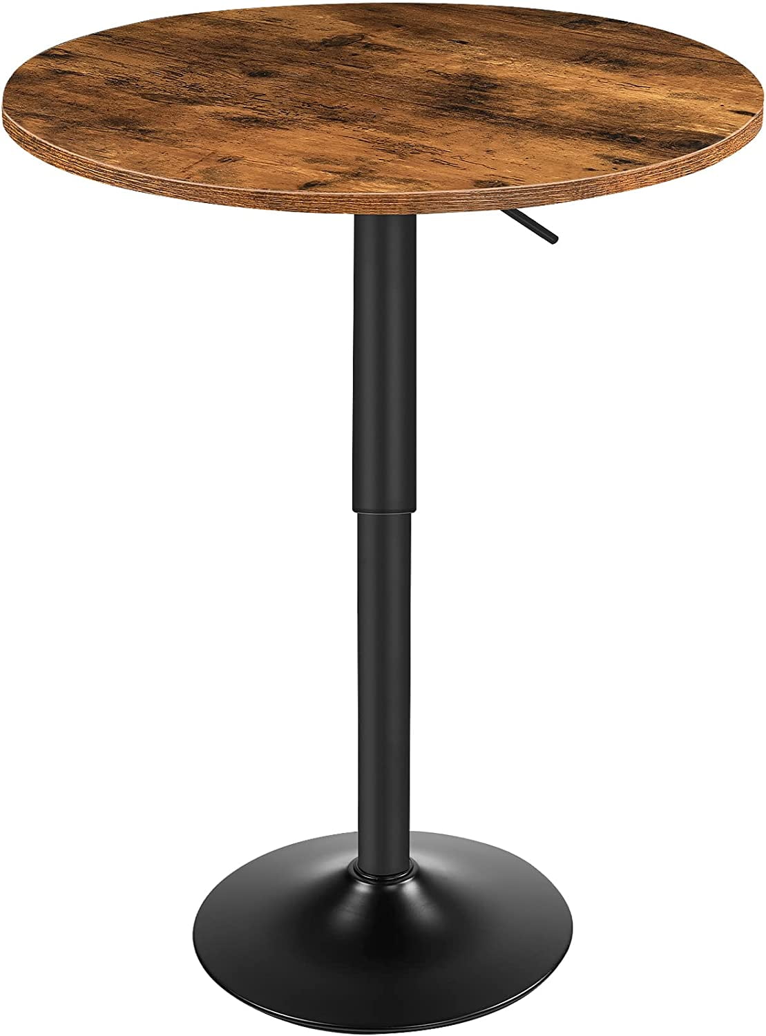 Bar Table, Height-Adjustable Round Pub Table 27-35.4 Inches with Sturdy ...