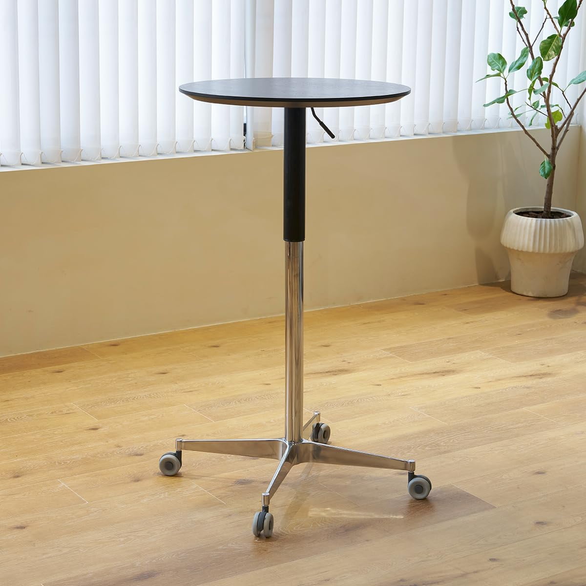 Bar Table, Height-Adjustable Round Pub Table, Cocktail Table with ...