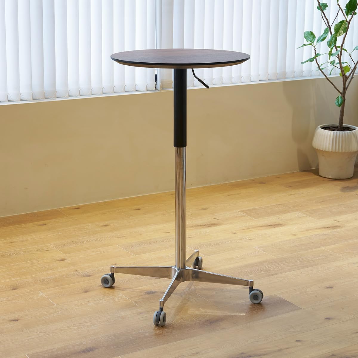 Bar Table, Height-Adjustable Round Pub Table, Cocktail Table with ...