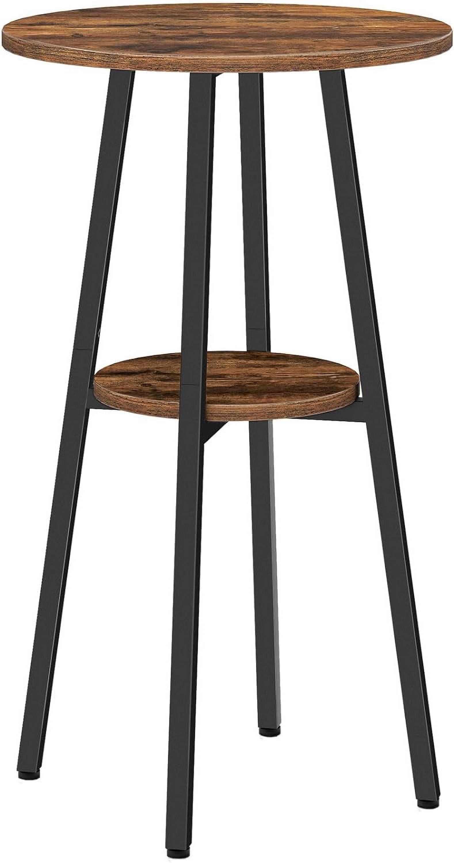 Bar Table, Round Pub 2-Tier with Storage, 37.4" High Top for Small ...