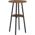 Bar Table, Round Pub 2-Tier with Storage, 37.4" High Top for Small ...