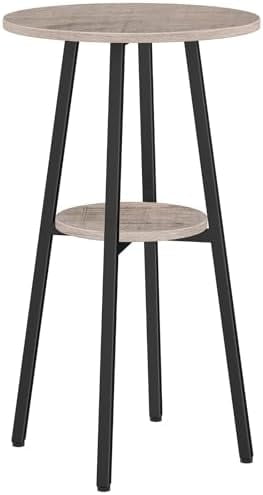 Bar Table, Round Pub Table, 2-Tier Bistro Table with Storage, 37.4 ...