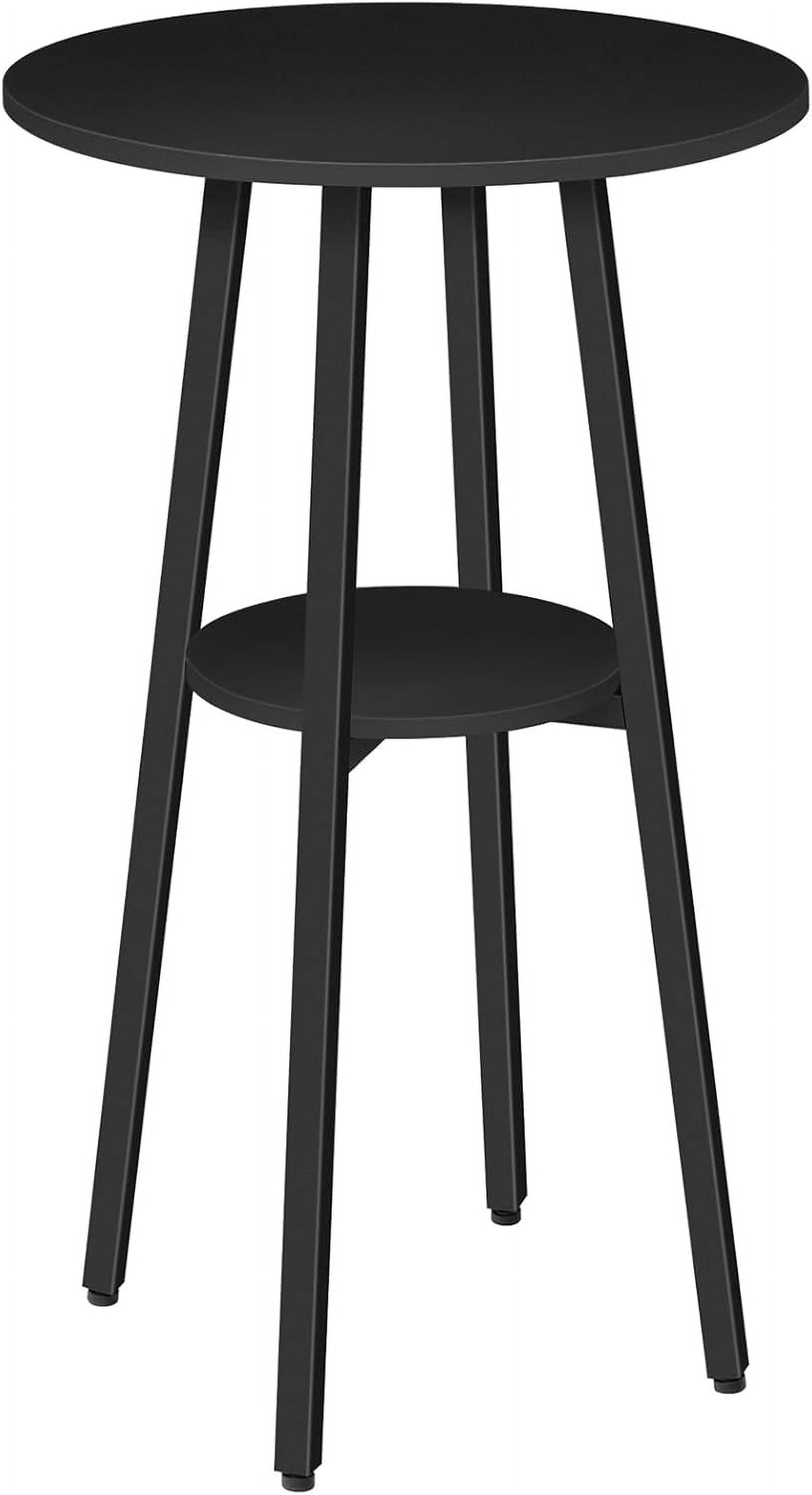 Bar Table, Round Pub Table, 2-Tier Bistro Table with Storage, 37.4 ...