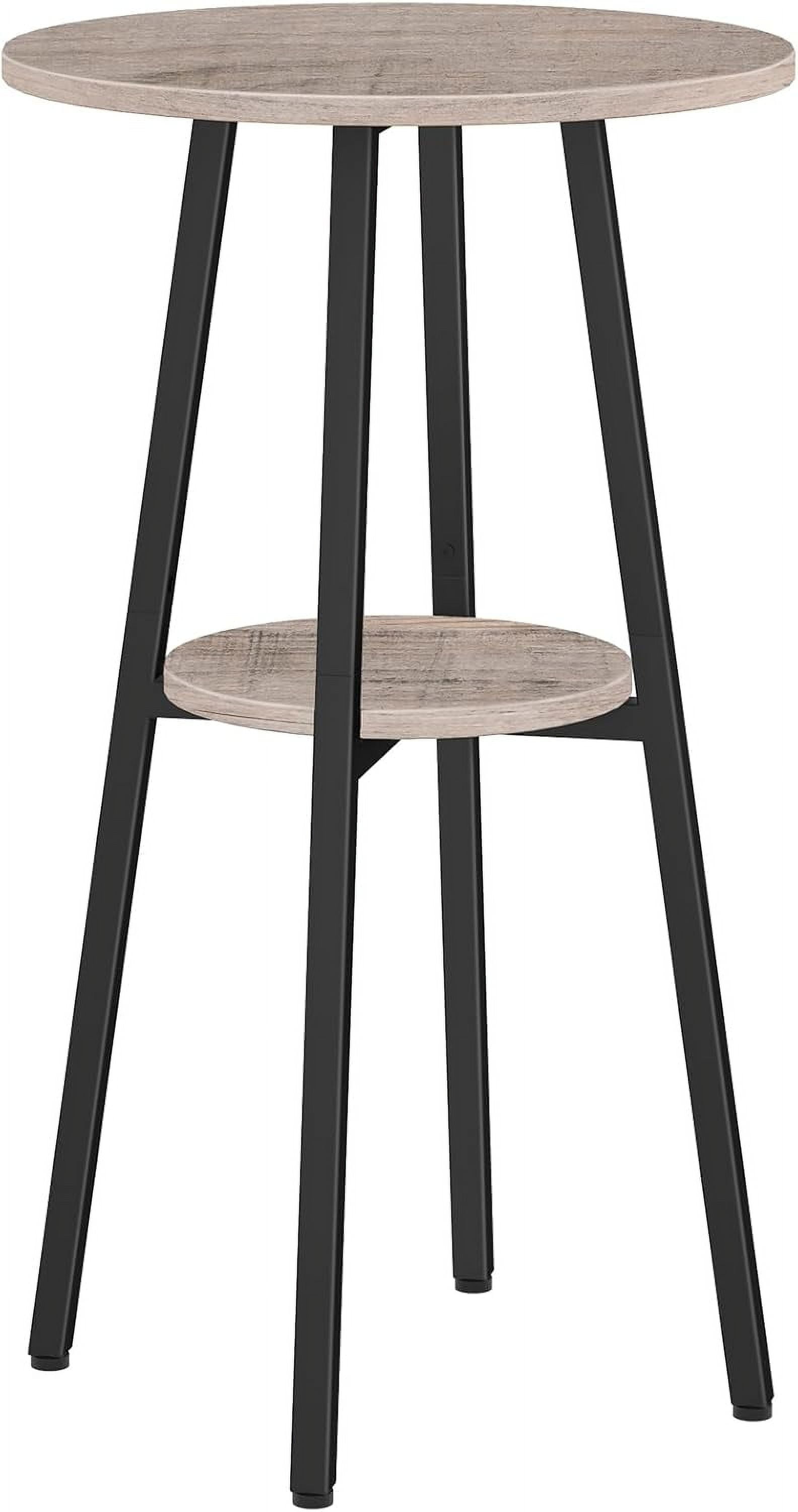 Bar Table, Round Pub Table, 2-Tier with Storage, 37.4" High Top for Small Spaces, with Top ...