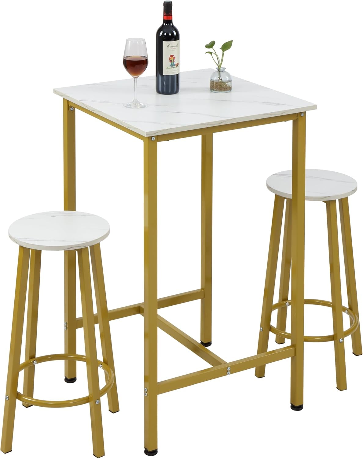 Bar Table Set, 23.6" Pub Table High Top Table, Square Bar Height Table ...