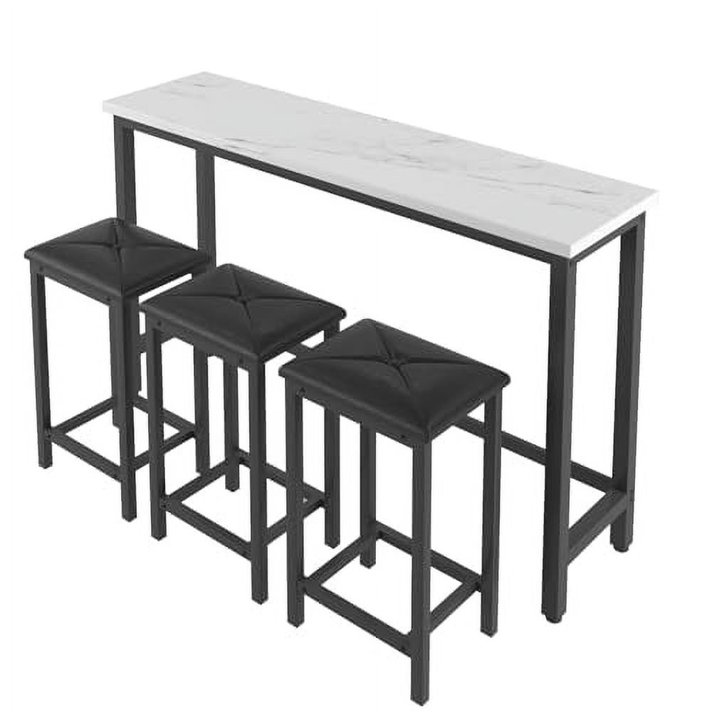 Bar Table Set with 3 Stools,Counter Height Long Bar Table,Strong Metal ...