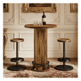 Bar Table Set - Round Bistro Table with 2 Stools, Industrial Farmhouse ...