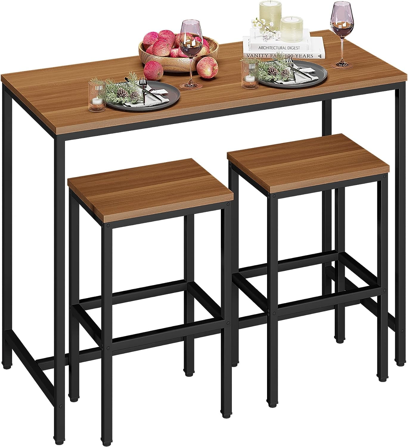 Bar Table and Chairs Set, Modern Counter Height Table with Stools for ...