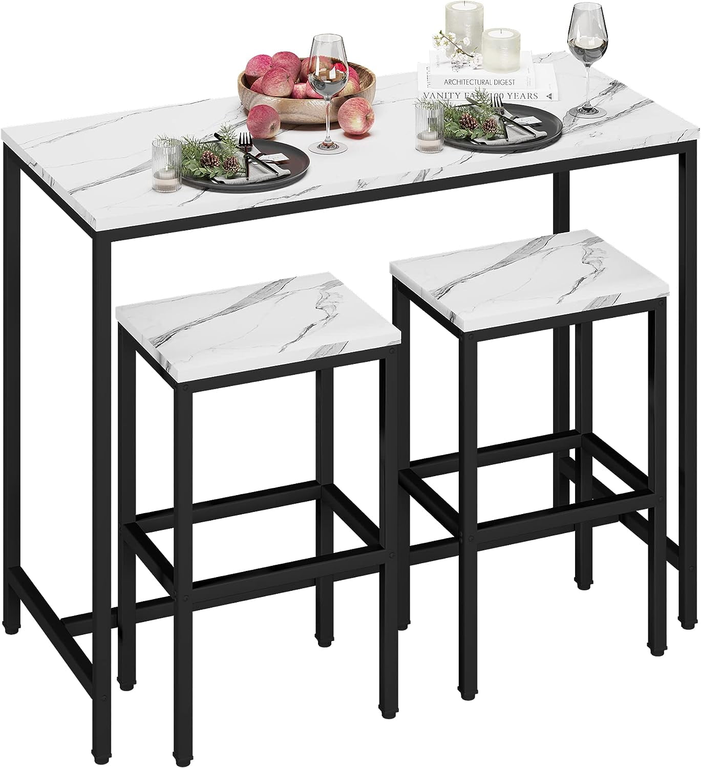 Bar Table and Chairs Set, Modern Counter Height Table with Stools for ...