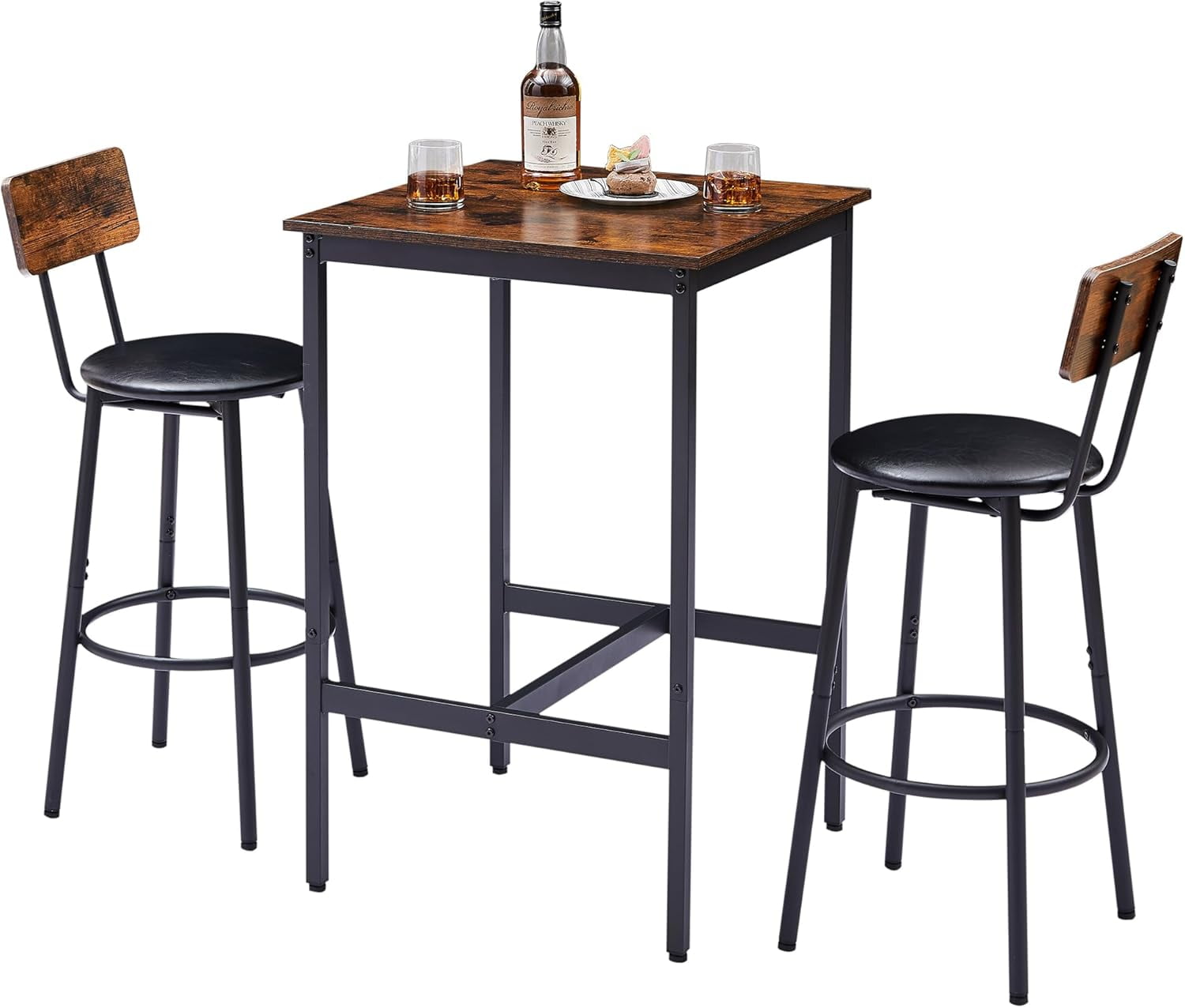 Bar Table and Chairs Set of 2, Bistro Table and Barstool Set, Small ...