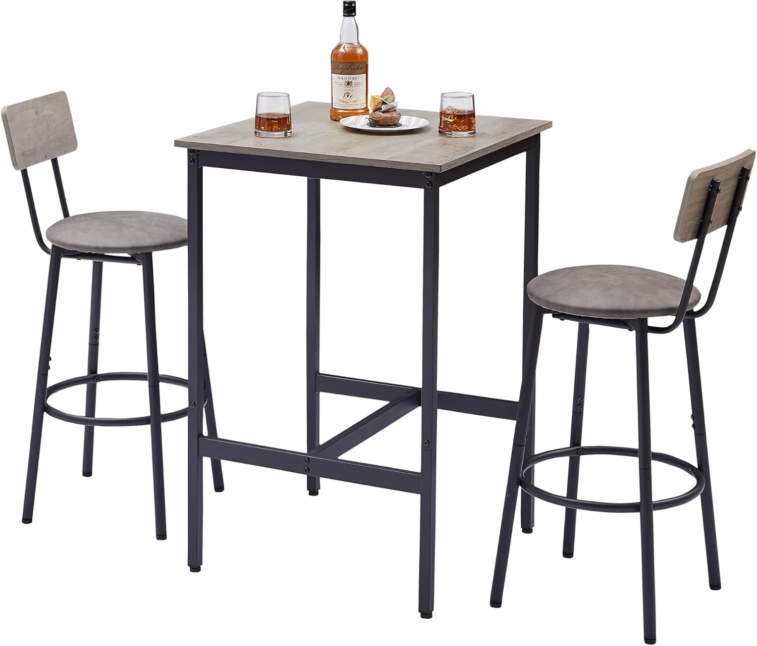Bar Table and Chairs Set of 2, Bistro Table and Barstool Set, Small ...