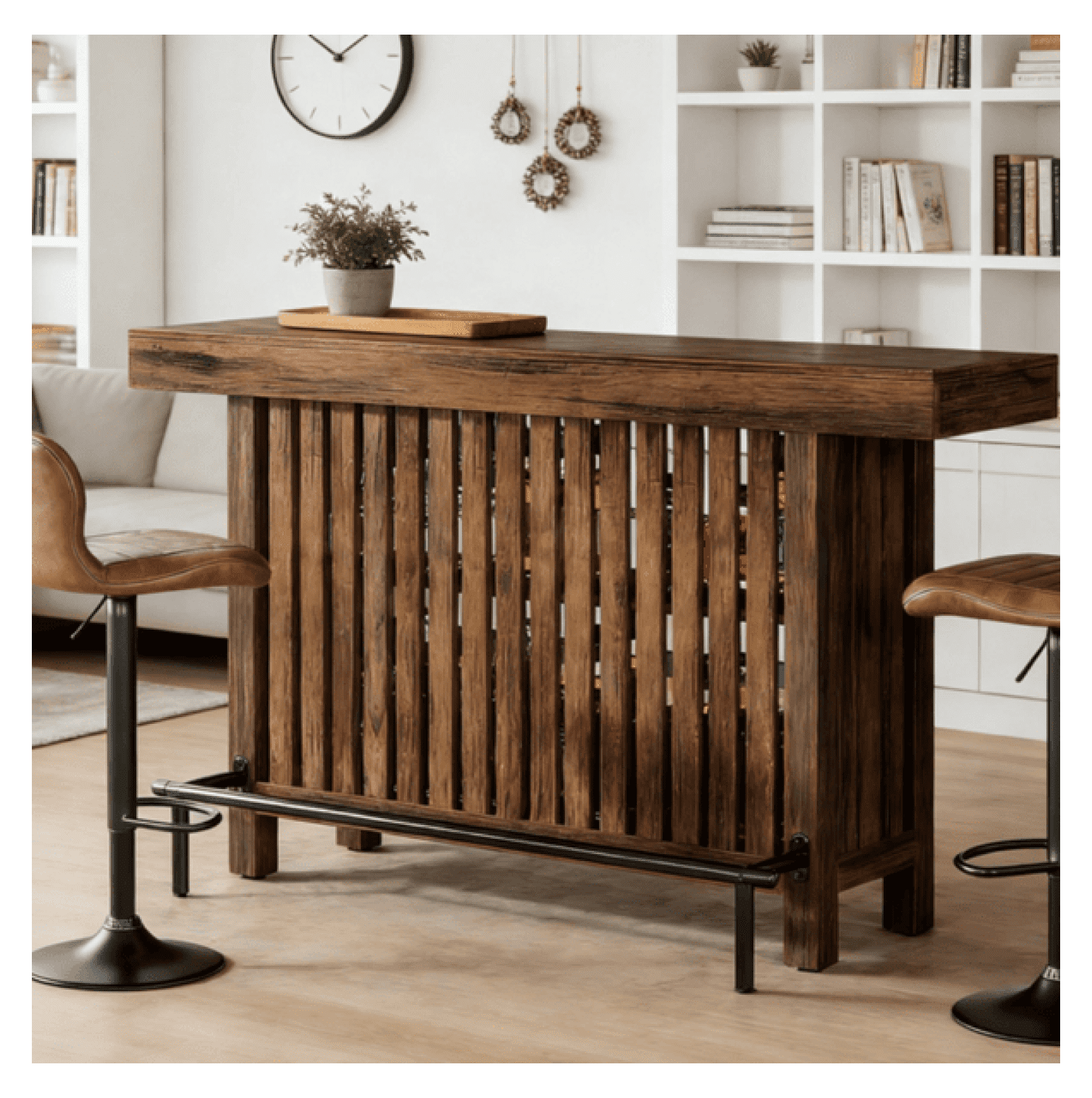 Bar Table with Storage, 47" Modern Kitchen Island Table, Home Bar ...