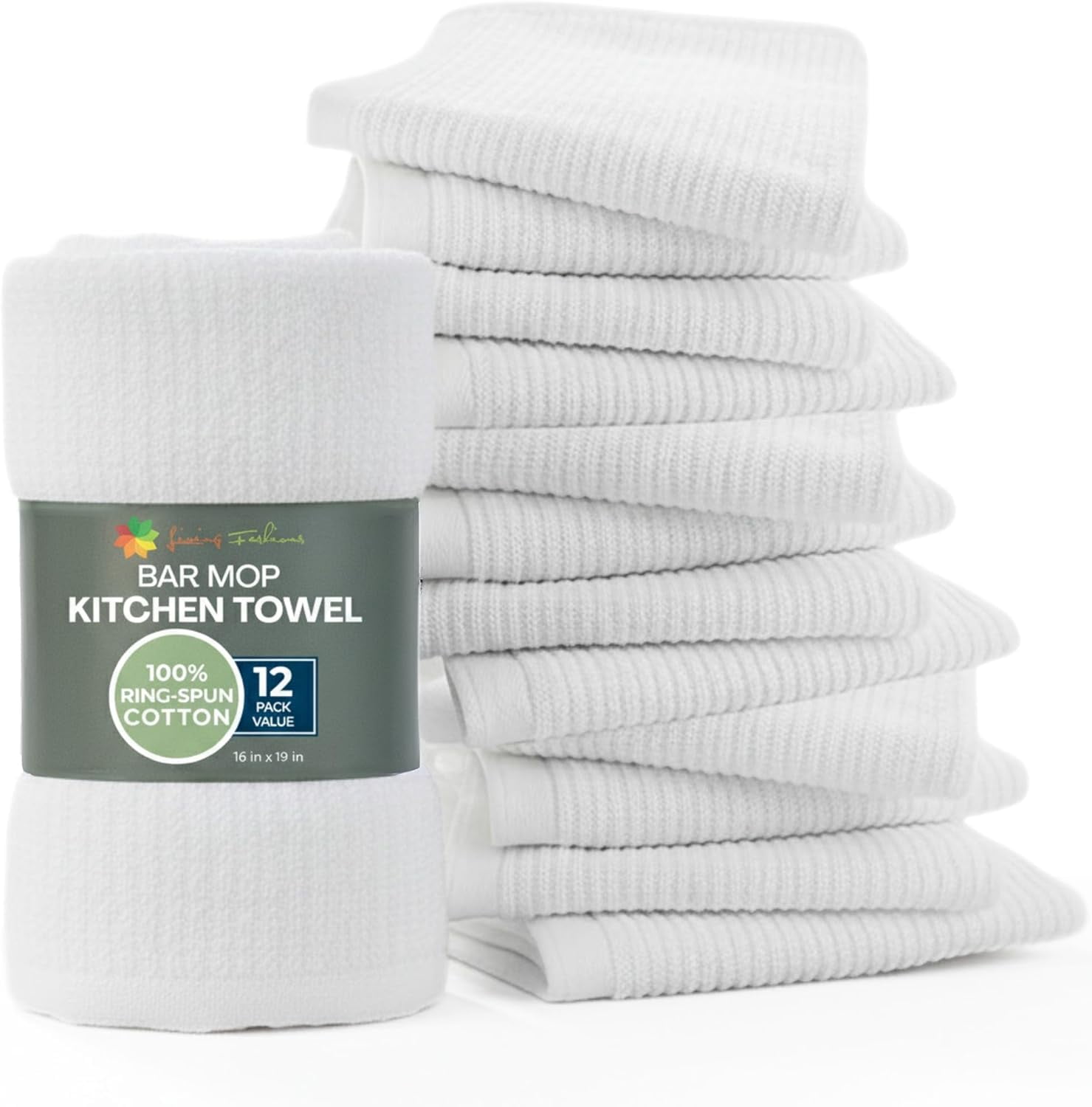 Bar Towels - Bar Mop Cleaning Kitchen Towels (12 Pack, 16" x 19 ...