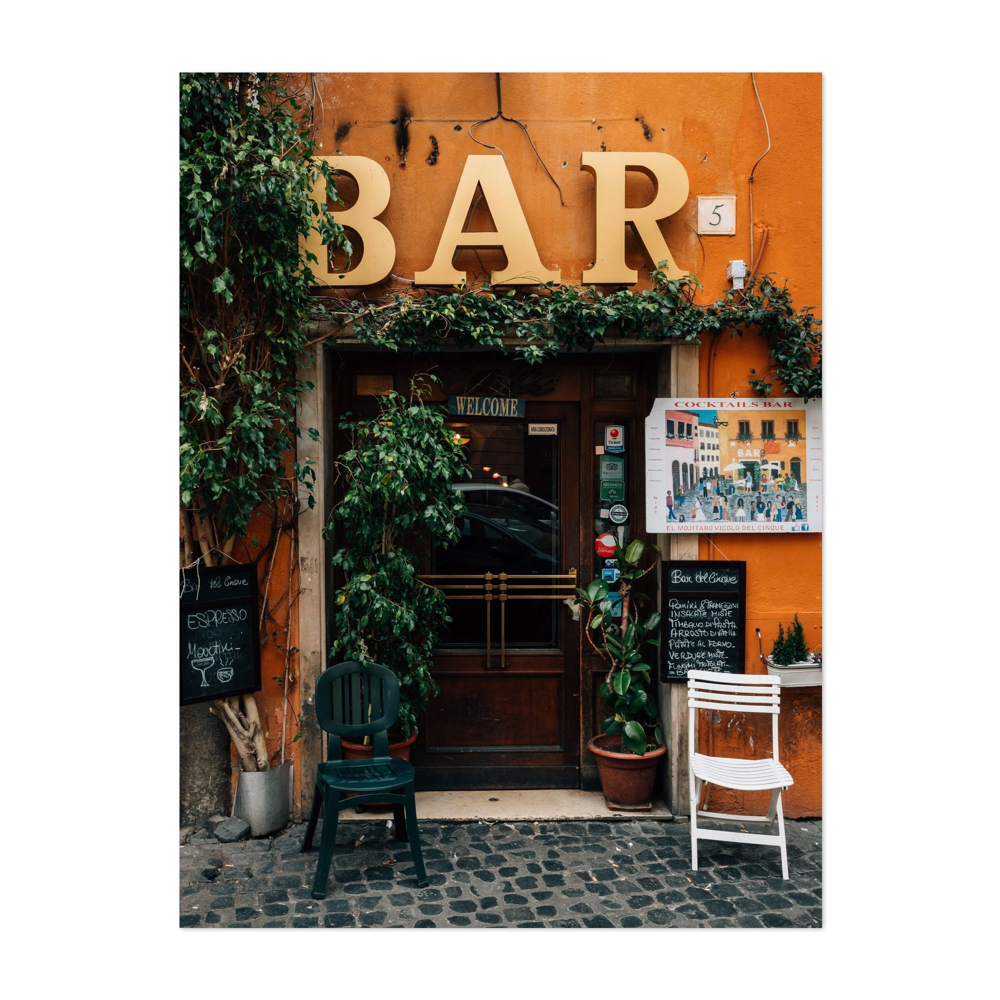 Bar, Trastevere - Rome Lazio Italy Photography Unframed Wall Art Print ...