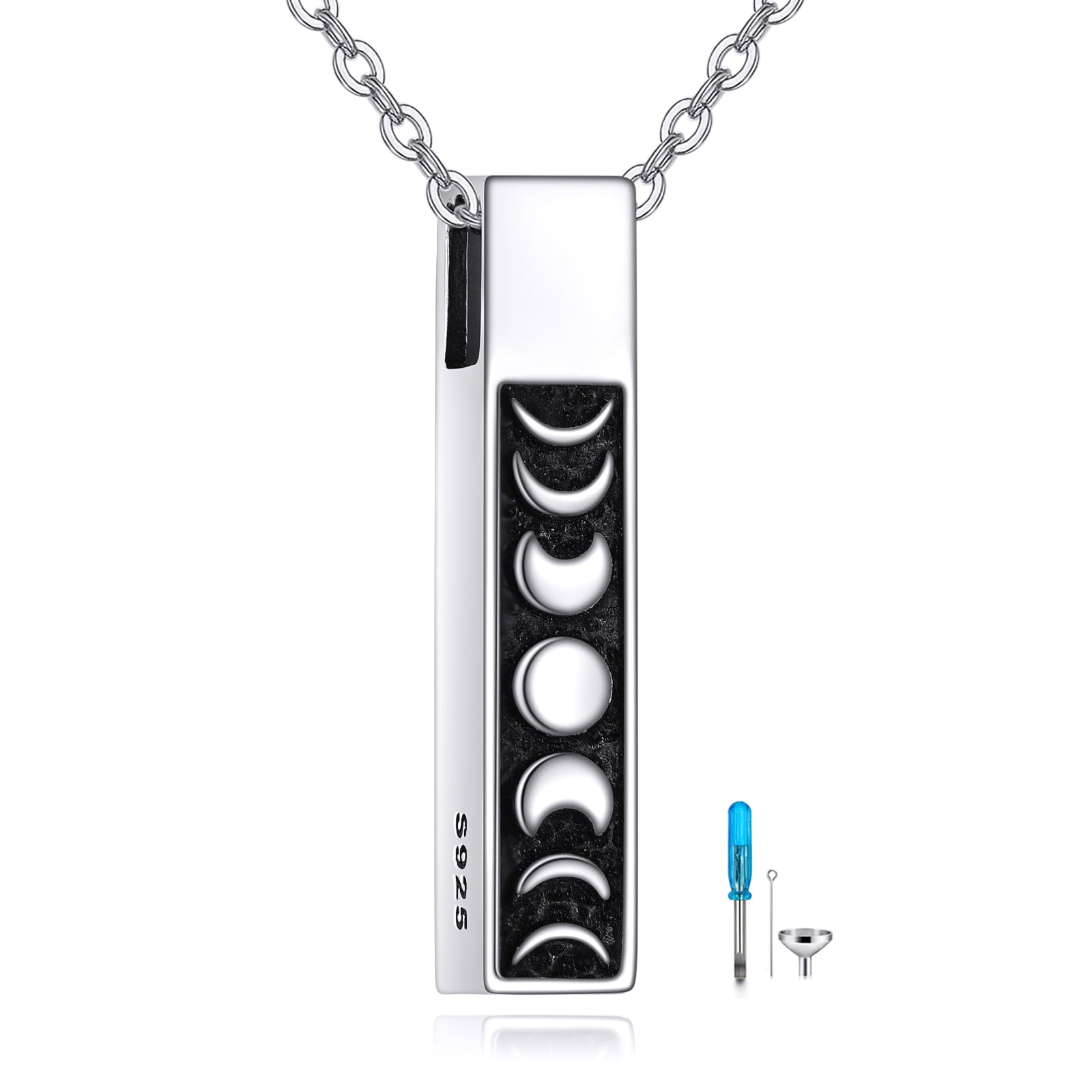 Bar Urn Necklace Moon Phase Necklace Sterling Silver Chakra Pendant ...