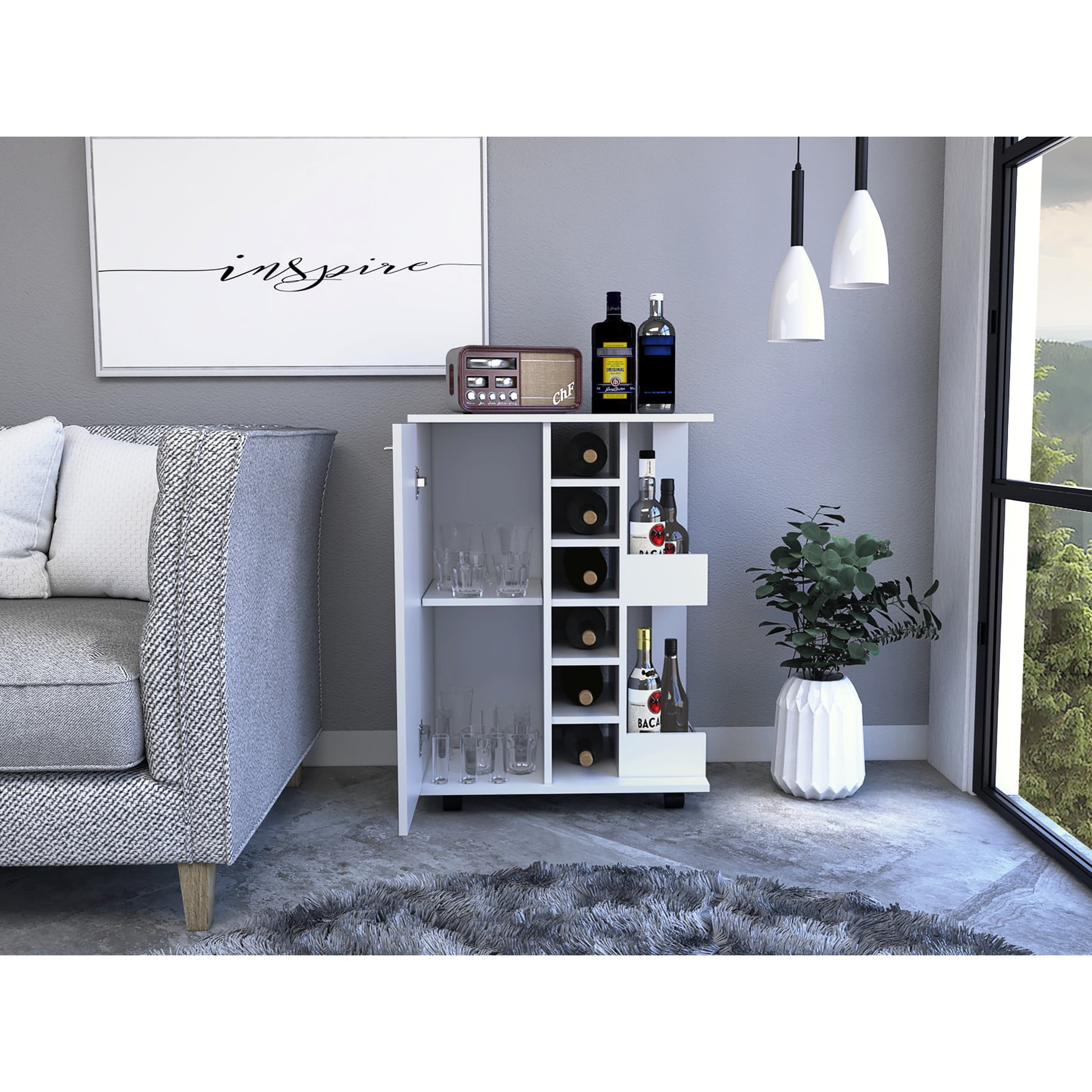Bar cart with six wine storage cubbies / In entertainment rooms ...