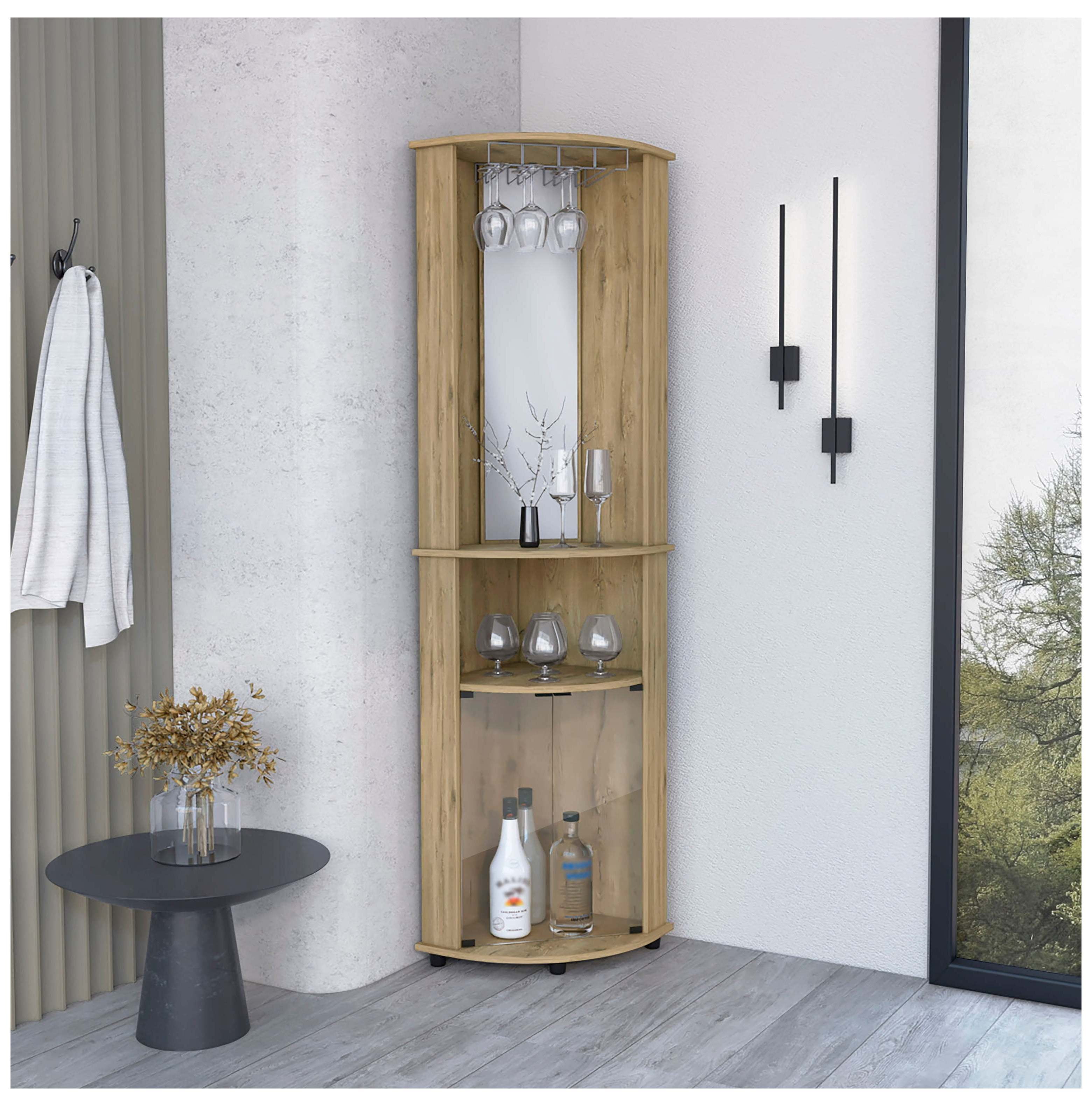 Bar-coffee corner cabinet storage 74" H, with rounded front design, 2 ...
