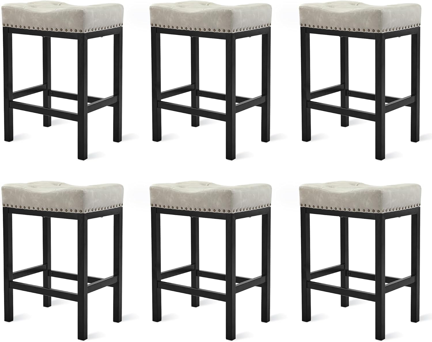 Bar stools Set of 2 24 Inch Saddle Square Counter Height Bar Stools for ...