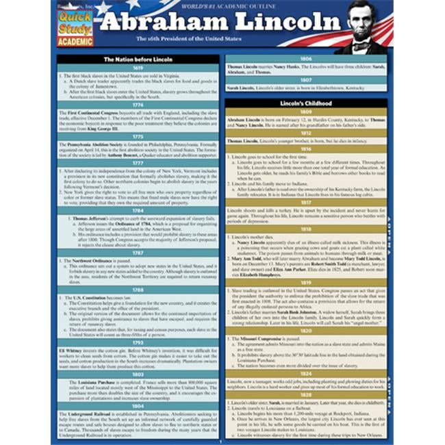 BarCharts Abraham Lincoln Quickstudy Easel - Walmart.com