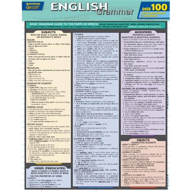 BarCharts English Grammar Quizzer Quickstudy Easel - Walmart.com