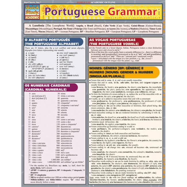 BarCharts- Inc. Portuguese Grammar Guide - laminated - 4 pages ...