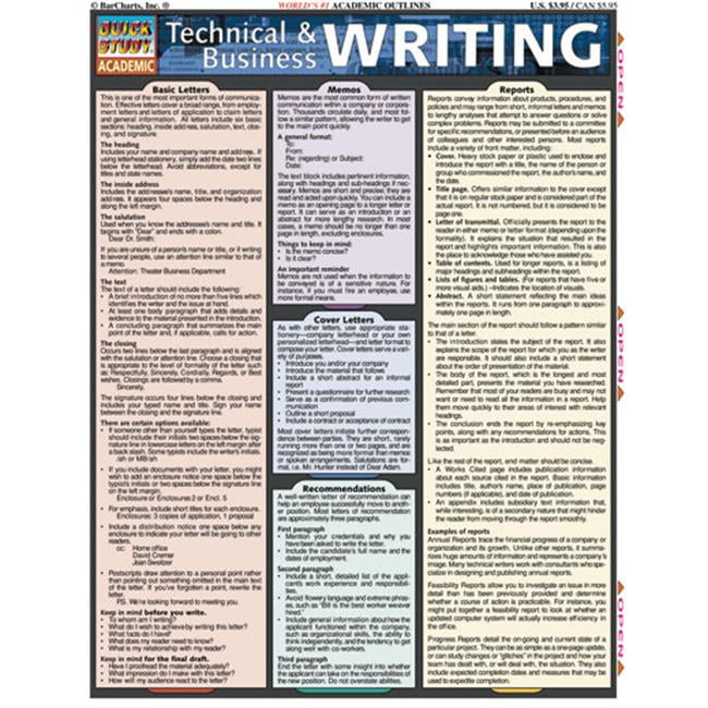 BarCharts- Inc. Technical Business Writing Guide - Laminated - 6 Pages ...