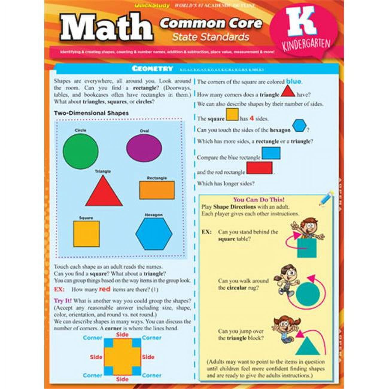 BarCharts Math Common Core For Kindergarten Quickstudy Easel - Walmart.com