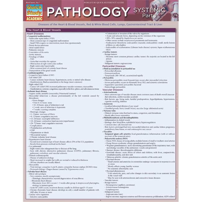 BarCharts Pathology - Systemic 1 Quickstudy Easel - Walmart.com