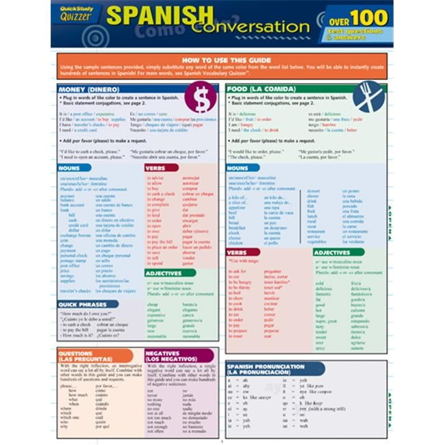 BarCharts Spanish Conversation Quizzer Quickstudy Easel - Walmart.com