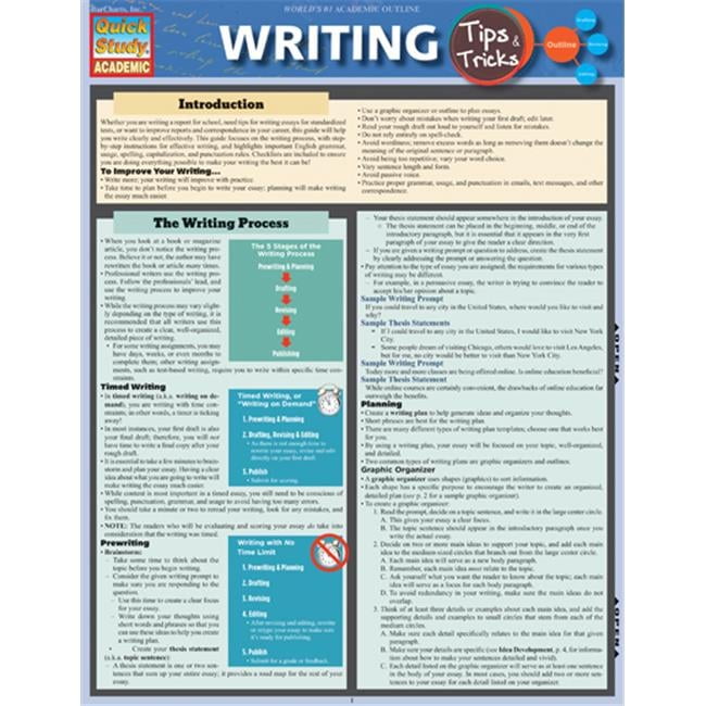 BarCharts Writing Tips & Tricks Quickstudy Easel - Walmart.com
