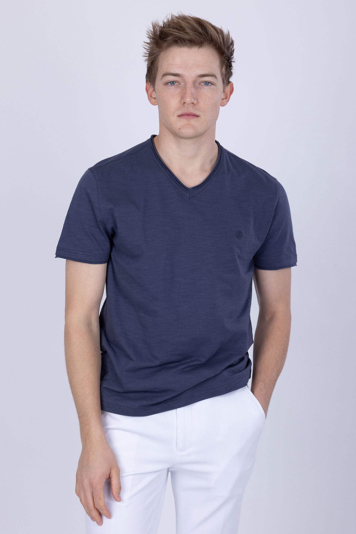 Barabas Men's Basic Solid Color V-neck Raw End T-shirts 4TV10 - Walmart.com