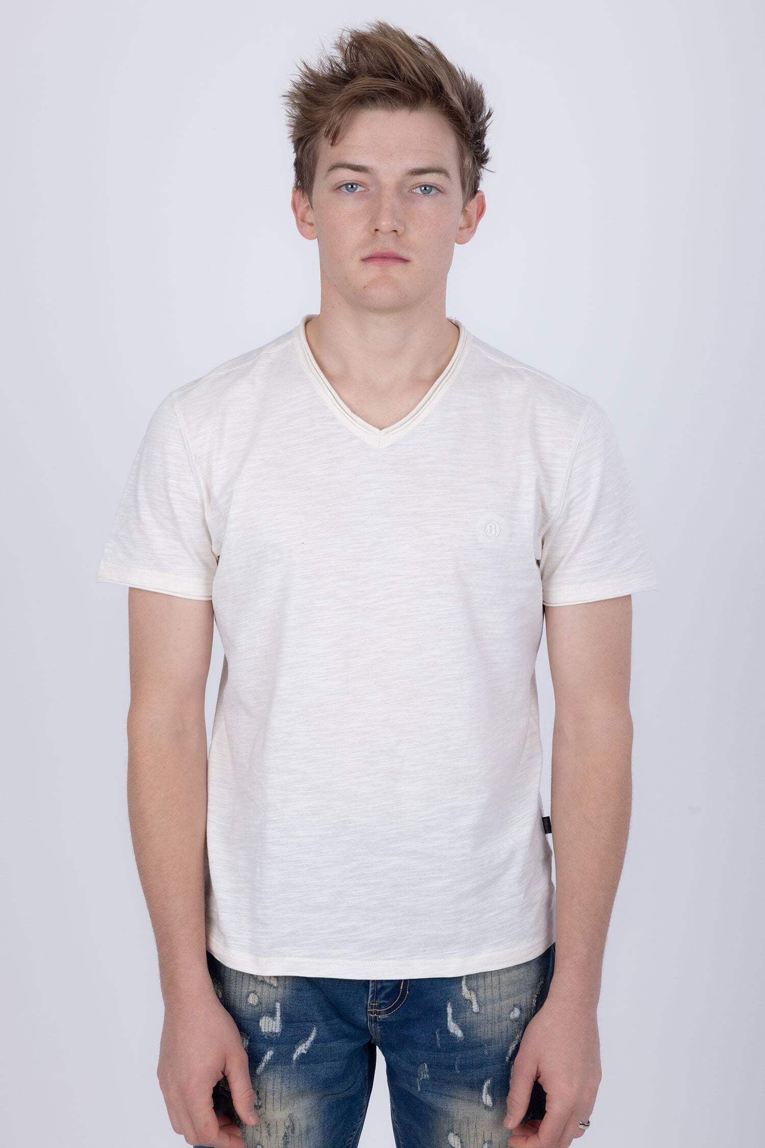 Barabas Men's Basic Solid Color V-neck Raw End T-shirts 4TV10 - Walmart.com