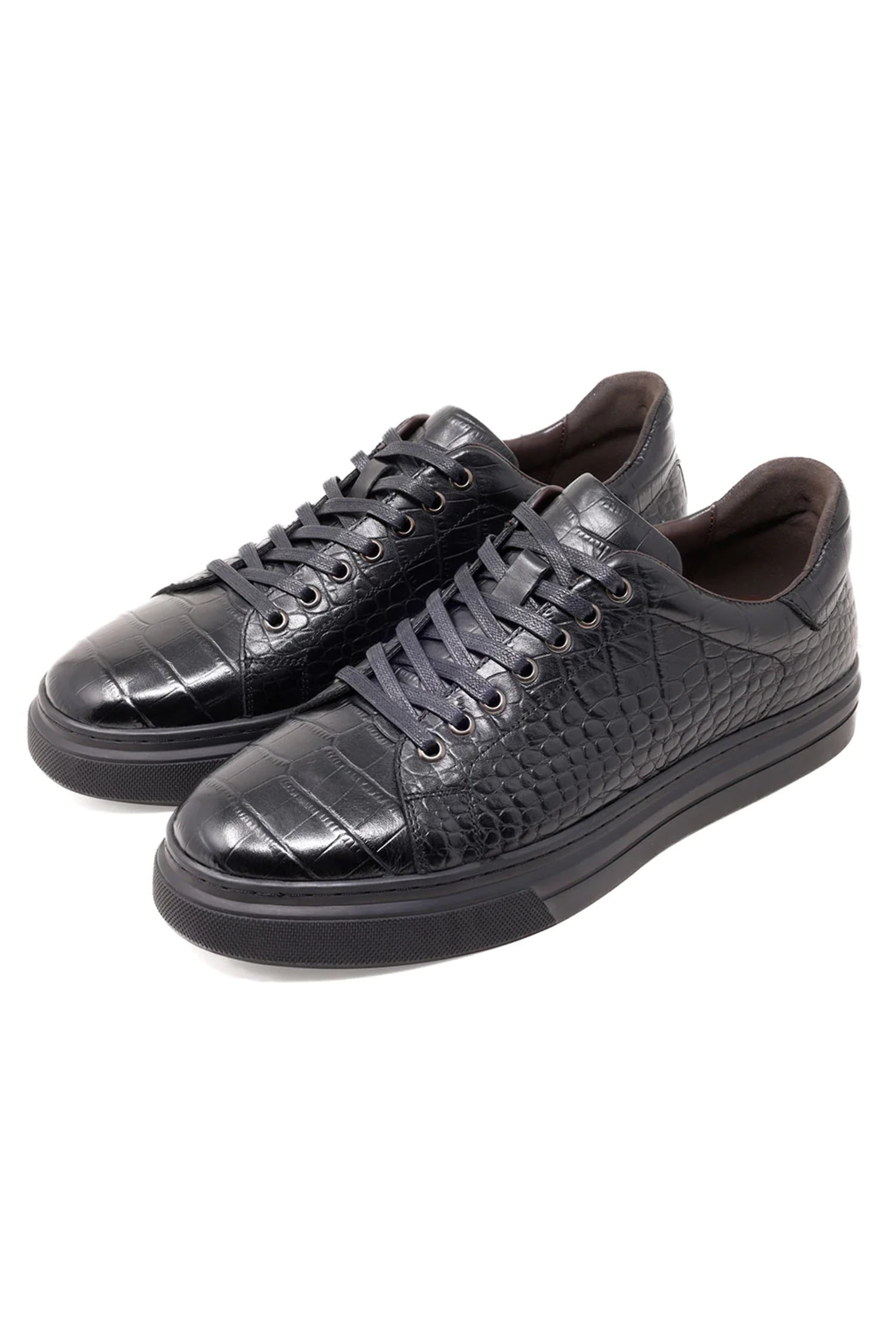 Barabas Men's Leather Snake Cobra Skin Low Top Casual Sneaker 3SH24 ...