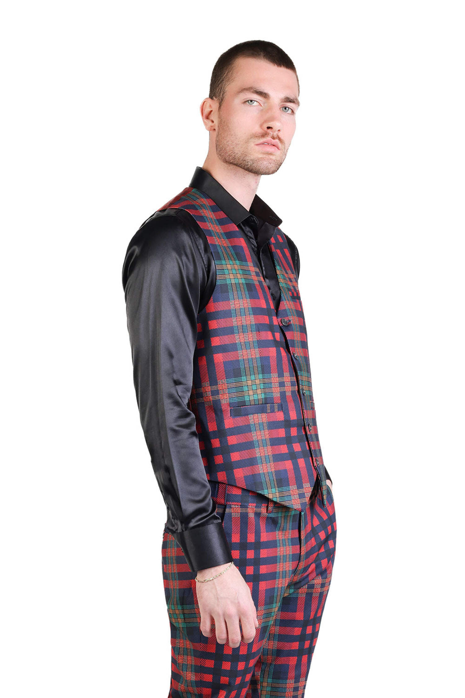 Barabas Men's Luxury Plaid Checkered Dress Slim Fit Vests VP201 ...