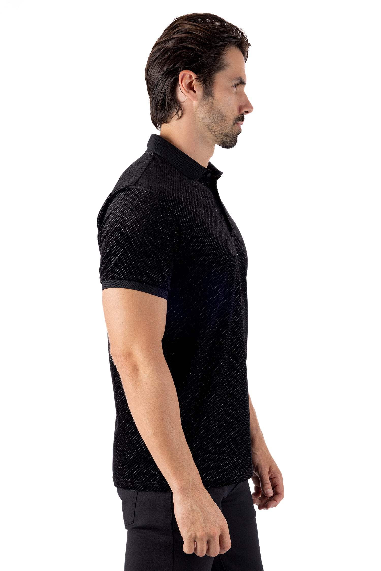 Barabas Men's Textured Shiny Stretch Solid Color Polo Shirts SP702 ...