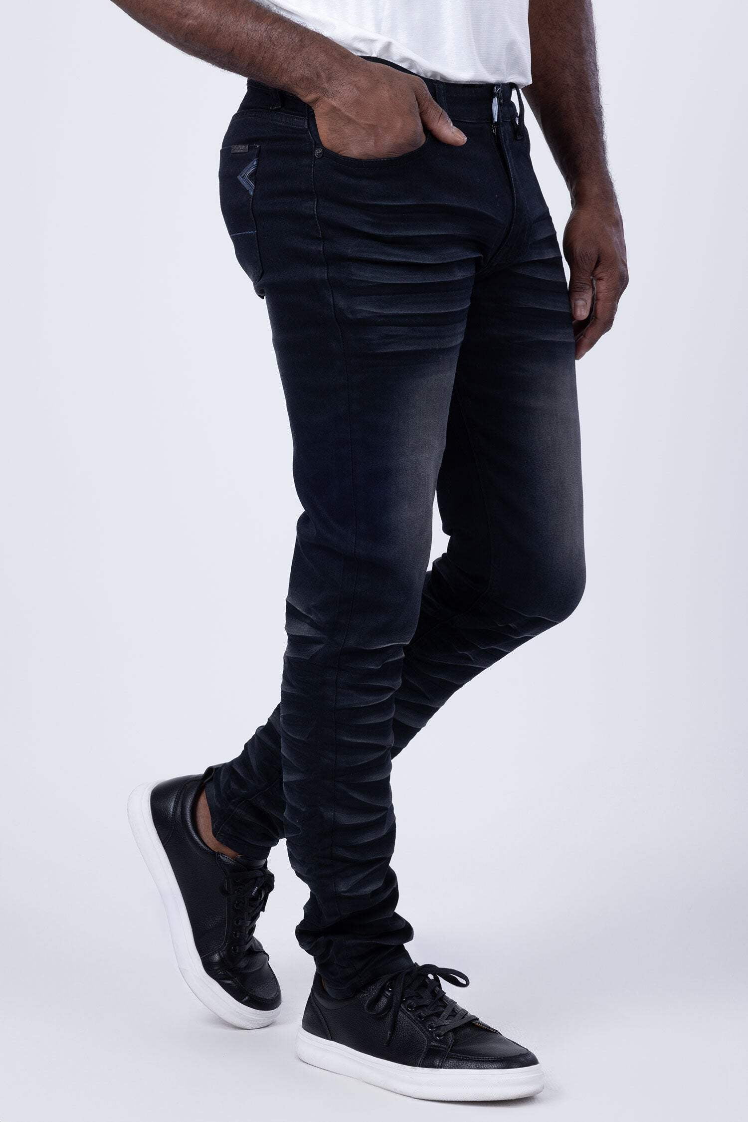 Barabas Men's Washed Bottom Crumpled Effect Premium Denim Jeans 4JE14 ...