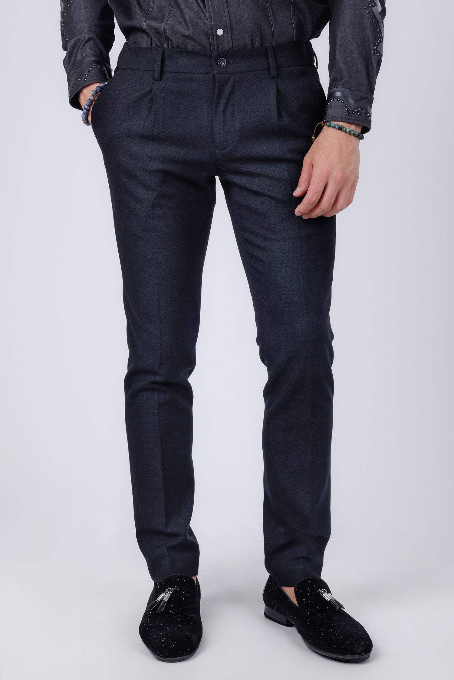 Barabas Men's Wool Texture Stretch Waist Dress Pants 4CP33 - Walmart.com