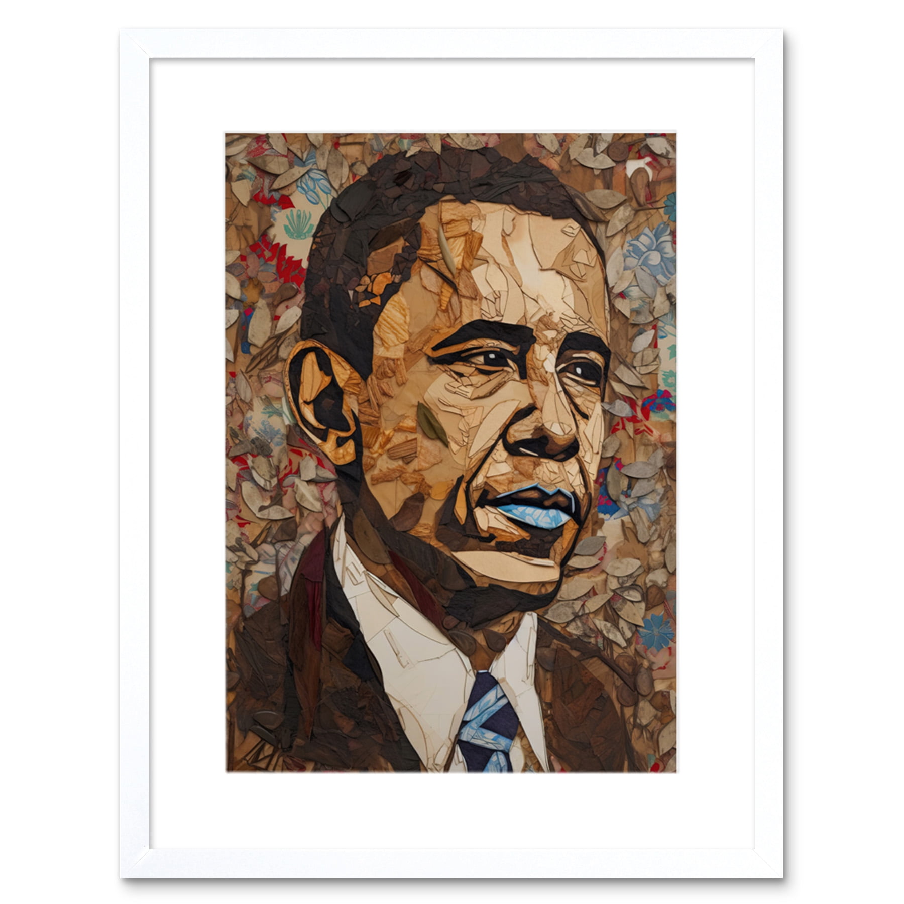 Barack Obama Collage Art Portrait Artwork Framed Print Wall Art 9X7 ...
