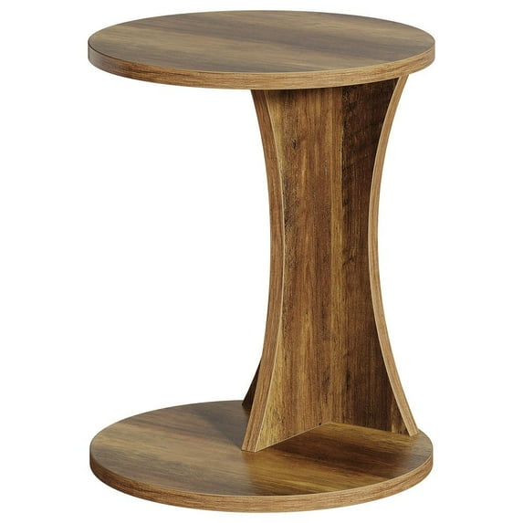 Barara King 19" Round 2-Tier C-Shaped End Table with Storage, Couch ...