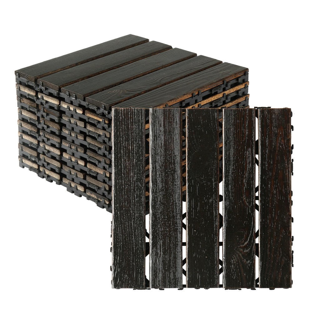 Barara King 27pcs Wood Interlocking Deck Tiles 11.8"x11.8", Waterproof ...