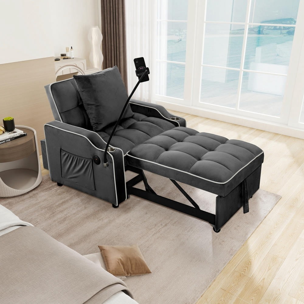 Barara King 3 in 1 Convertible Sofa Bed with Velvet Futon Sleeper and ...