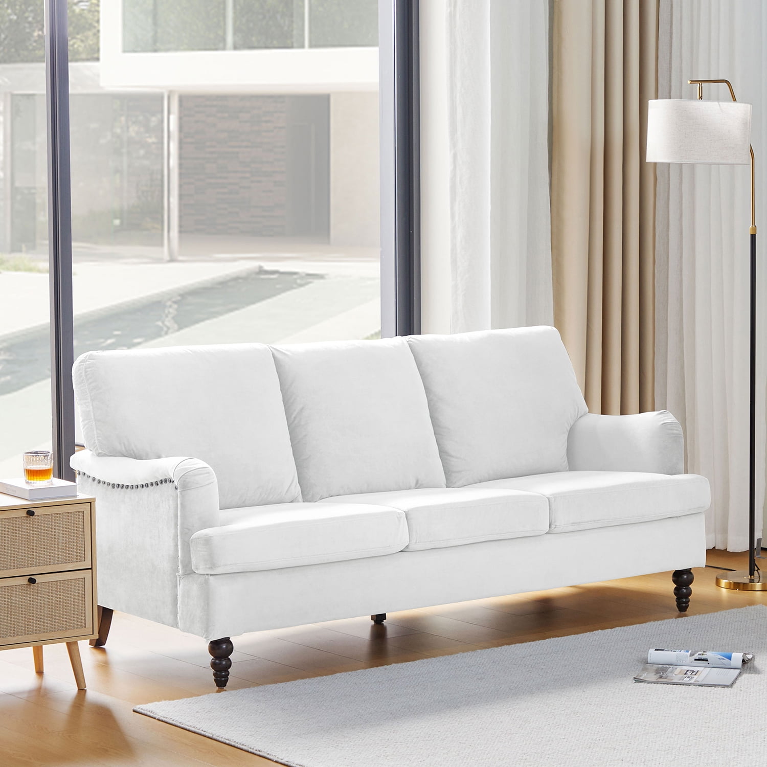 Barara King 3 Seater Sofa Velvet Couches For Living Room, Sofas For ...