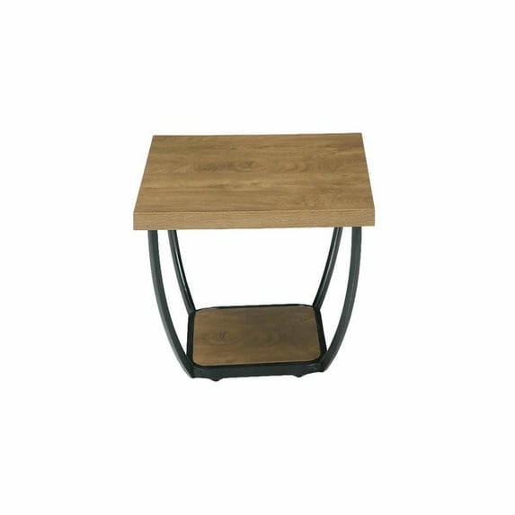 Barara King 31.5" Square 2-Tier Coffee Table with Storage Shelves and ...