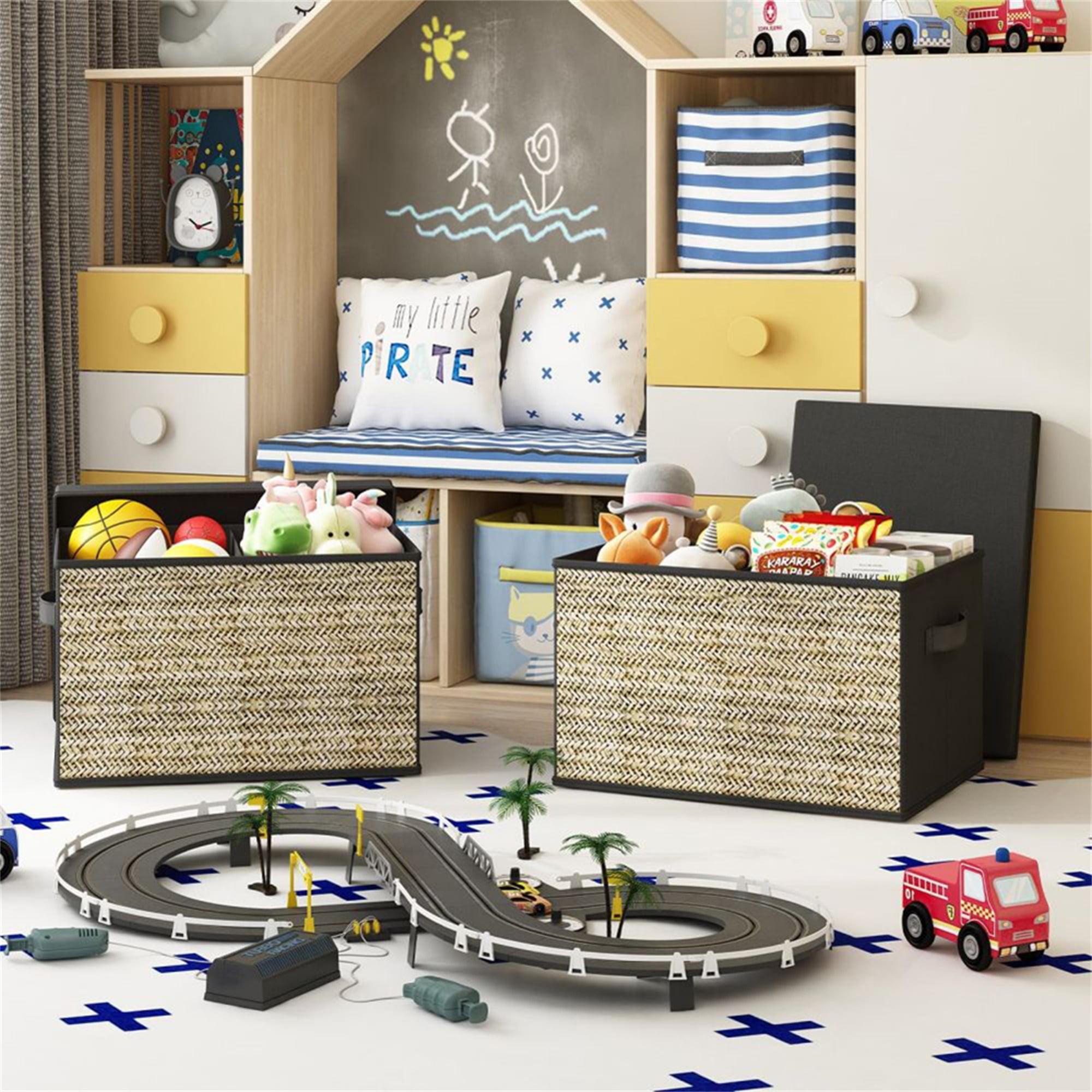Barara King 4 Pieces with Handle Fabric Storage box, Foldable Cube ...
